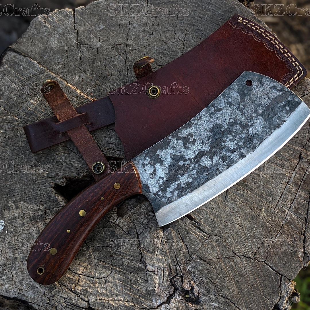 Carbon Steel Cleaver Handmade Kitchen Cleaver Heavy Duty Thick Sharp ...