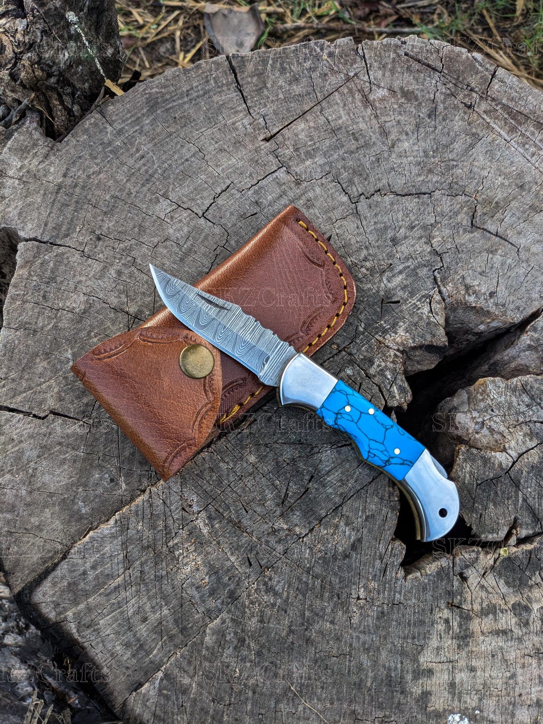 Handmade Pocket Knife Turquoise Color Handle Birthday Gift Folding ...