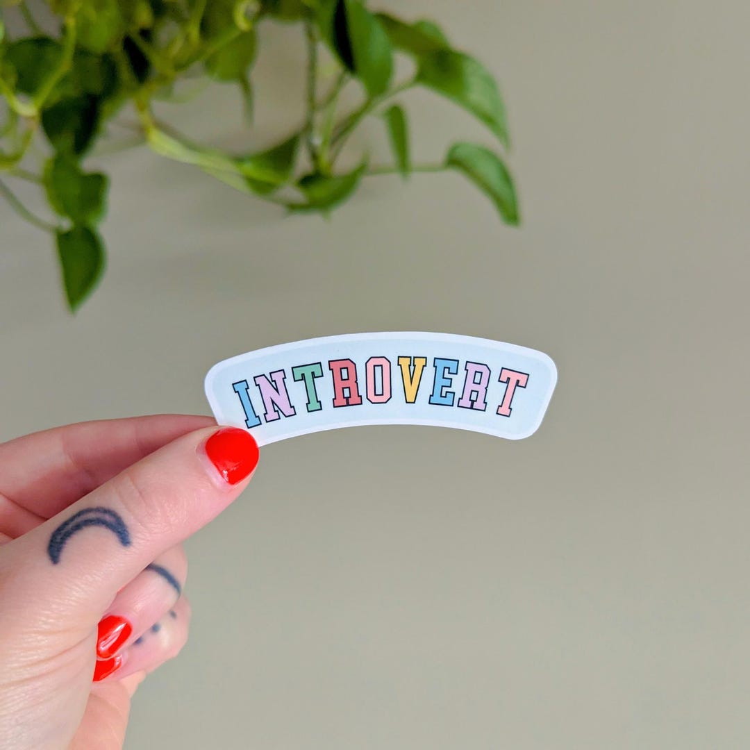 Introvert Sticker | Cute Text Sticker | Pastel Sticker | Girly | Laptop ...