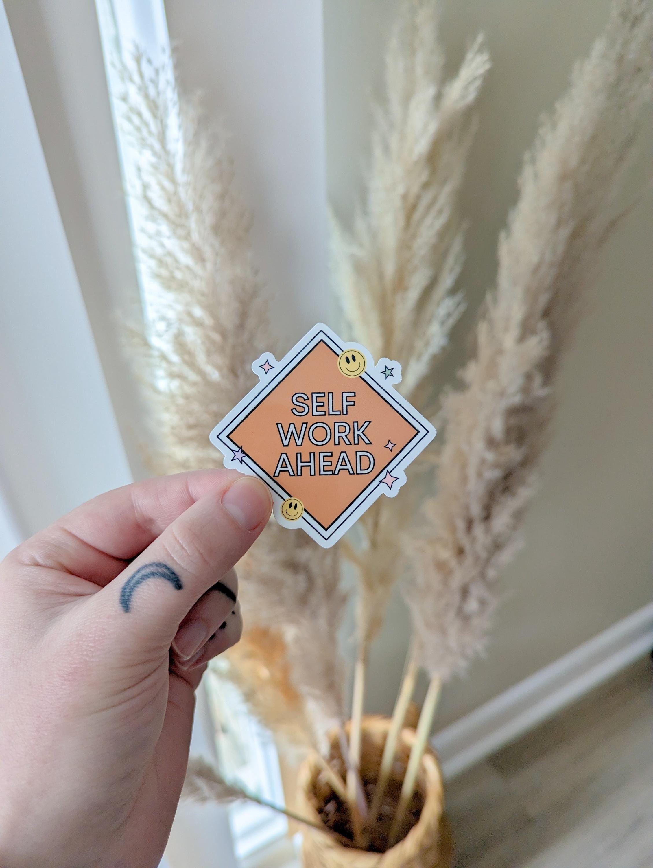 Self Work Ahead Sticker | Street Sign Sticker | Motivational Sticker - Etsy