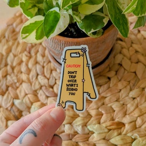 Caution Sign Sticker Laptop Sticker Water Bottle Sticker Mental Health ...