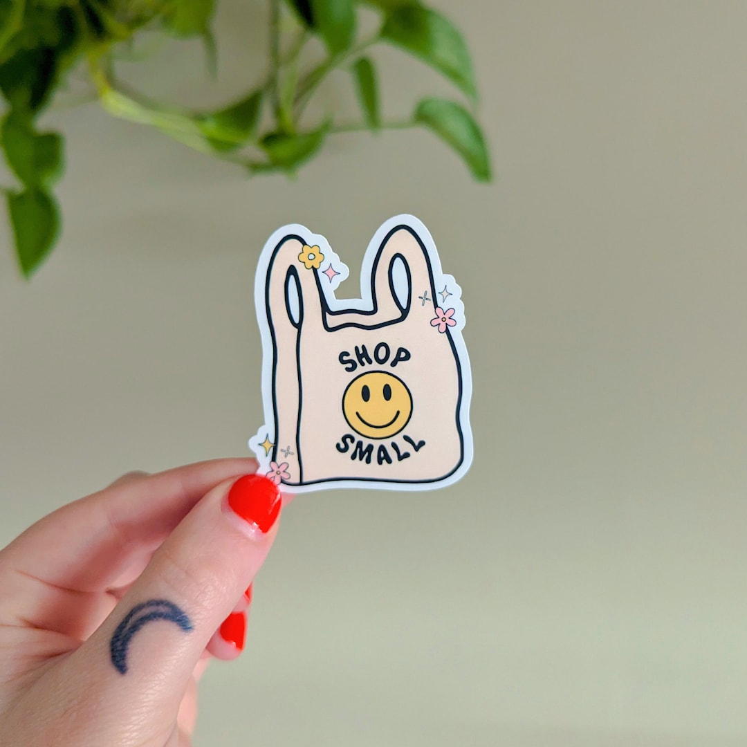 Shop Small Sticker Smile Face Shop Small Bag Small Business - Etsy