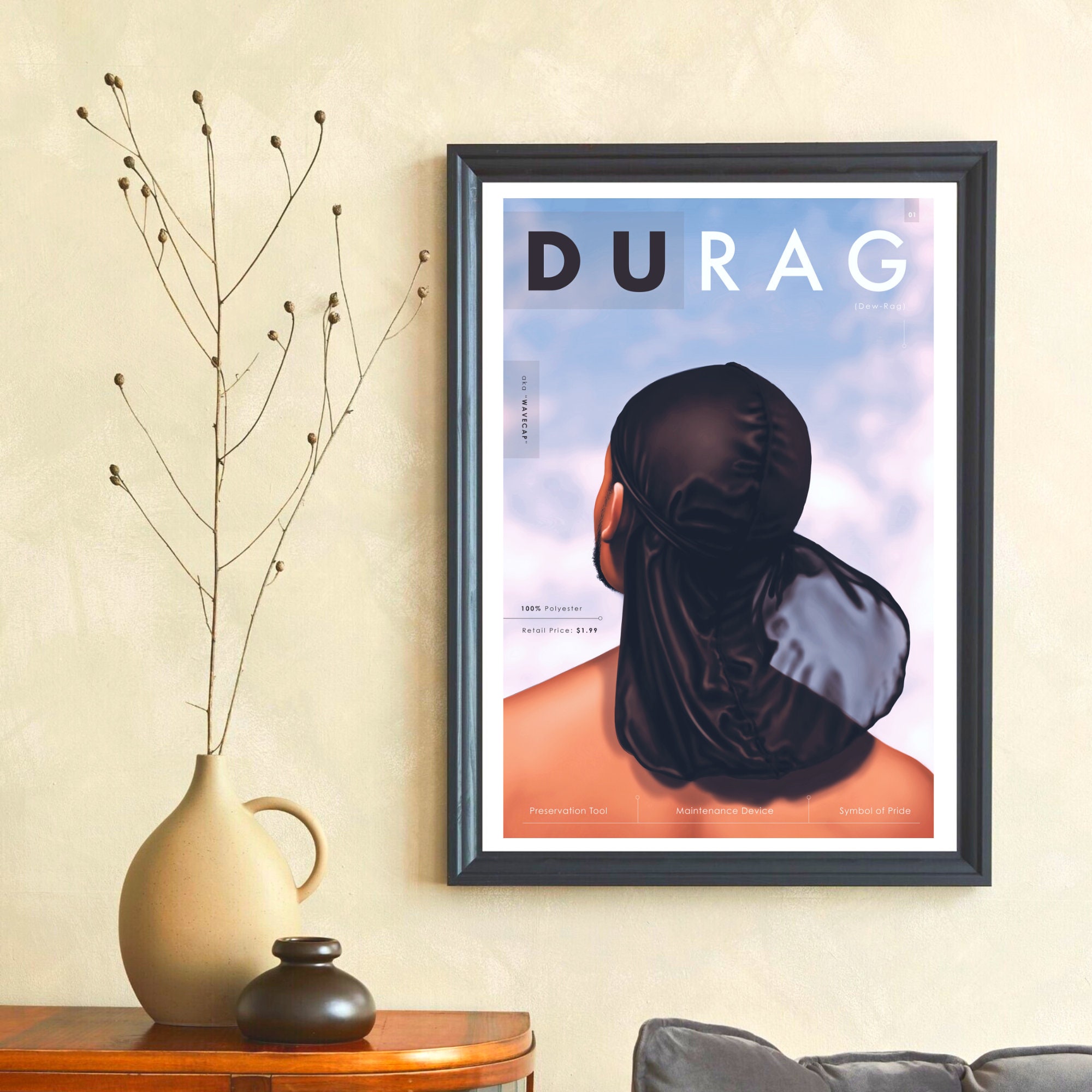 The Durag Digital Ad Painting Black Art Black Art Poster Black Hair Art ...