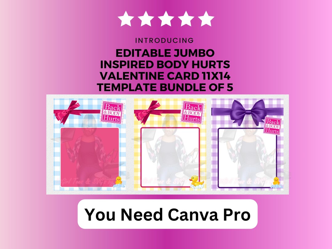 Jumbo Card Inspired Body Hurts Templates. Editable Template. Bundle of ...