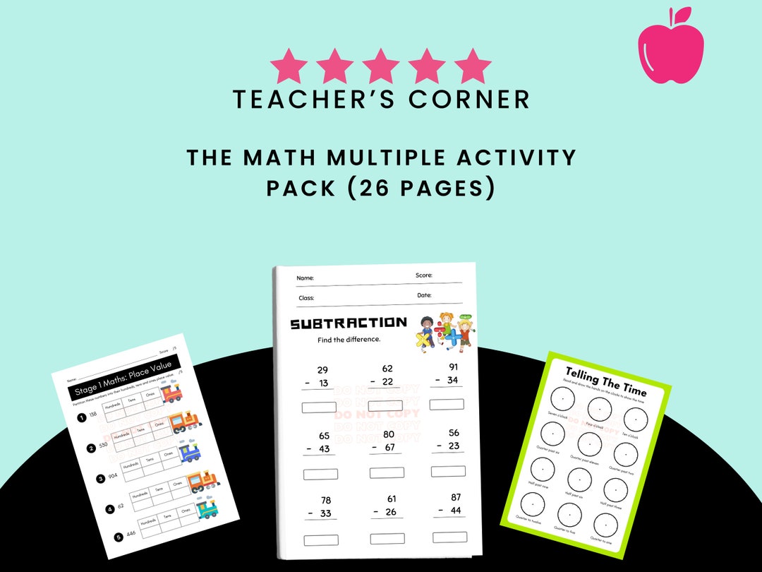 The Math Multiple Activity Pack. 26 Pages. PDF. Grade 2-5. - Etsy