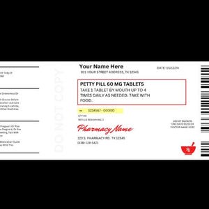 Editable Prescription Bottle Label. Canva Pro Template. Party Favors ...