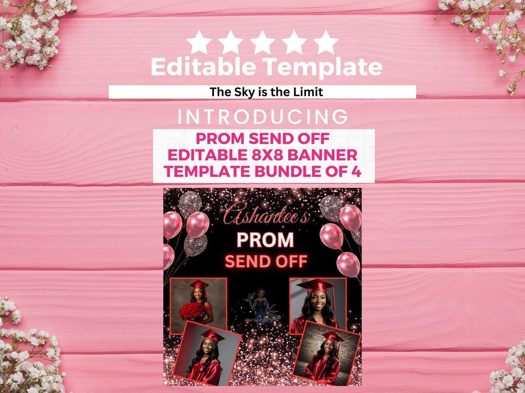 Prom Send off Editable Banner Template. Bundle of 4. Canva Pro Required ...