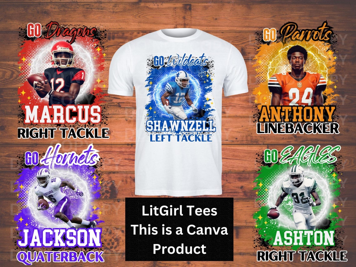 Football Editable Design Templates Bundle of 5. Canva Template. Tshirt ...