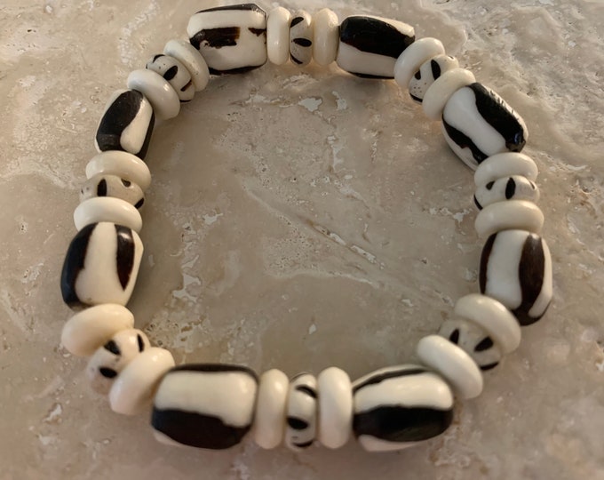 Africa Ghana Trade Beads Set Of 9 Stretch Bracelets Simple Colorful