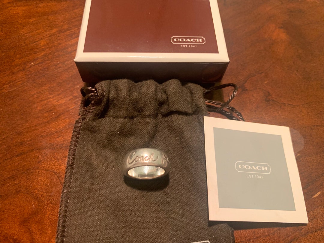 Vintage 925 Sterling Silver Coach Ring Wide Band Size 5.5, Authentic - Etsy