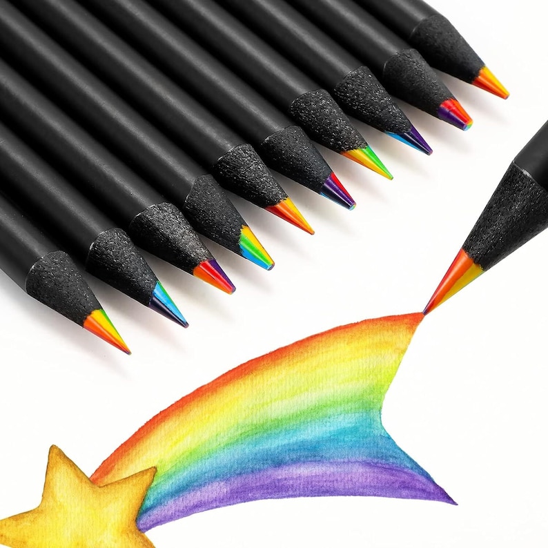 These Are Multicolored Rainbow Lead Color Pencils. the Lead of the ...