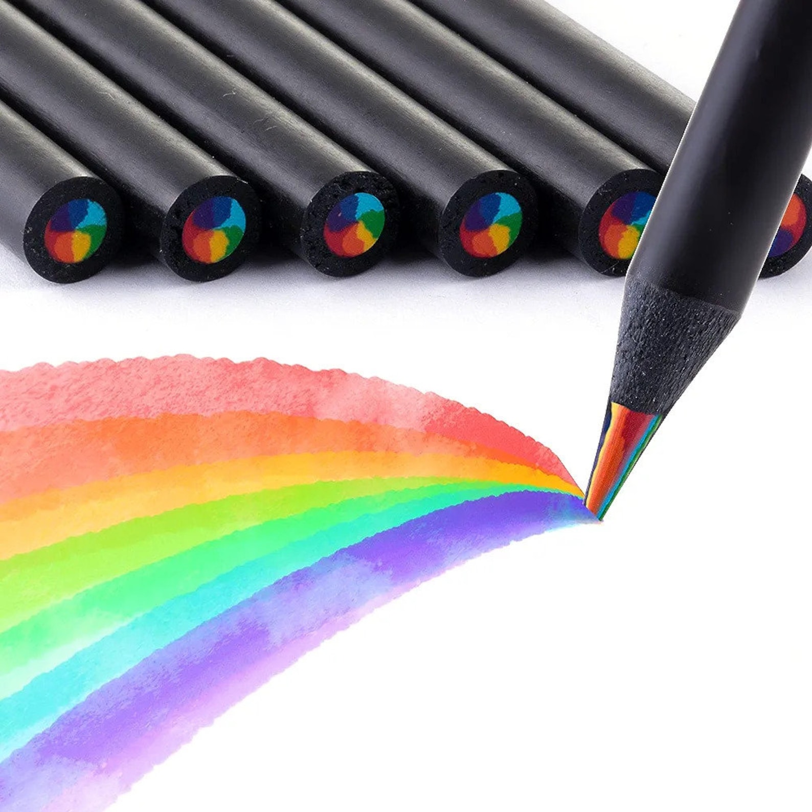 These Are Multicolored Rainbow Lead Color Pencils. the Lead of the ...