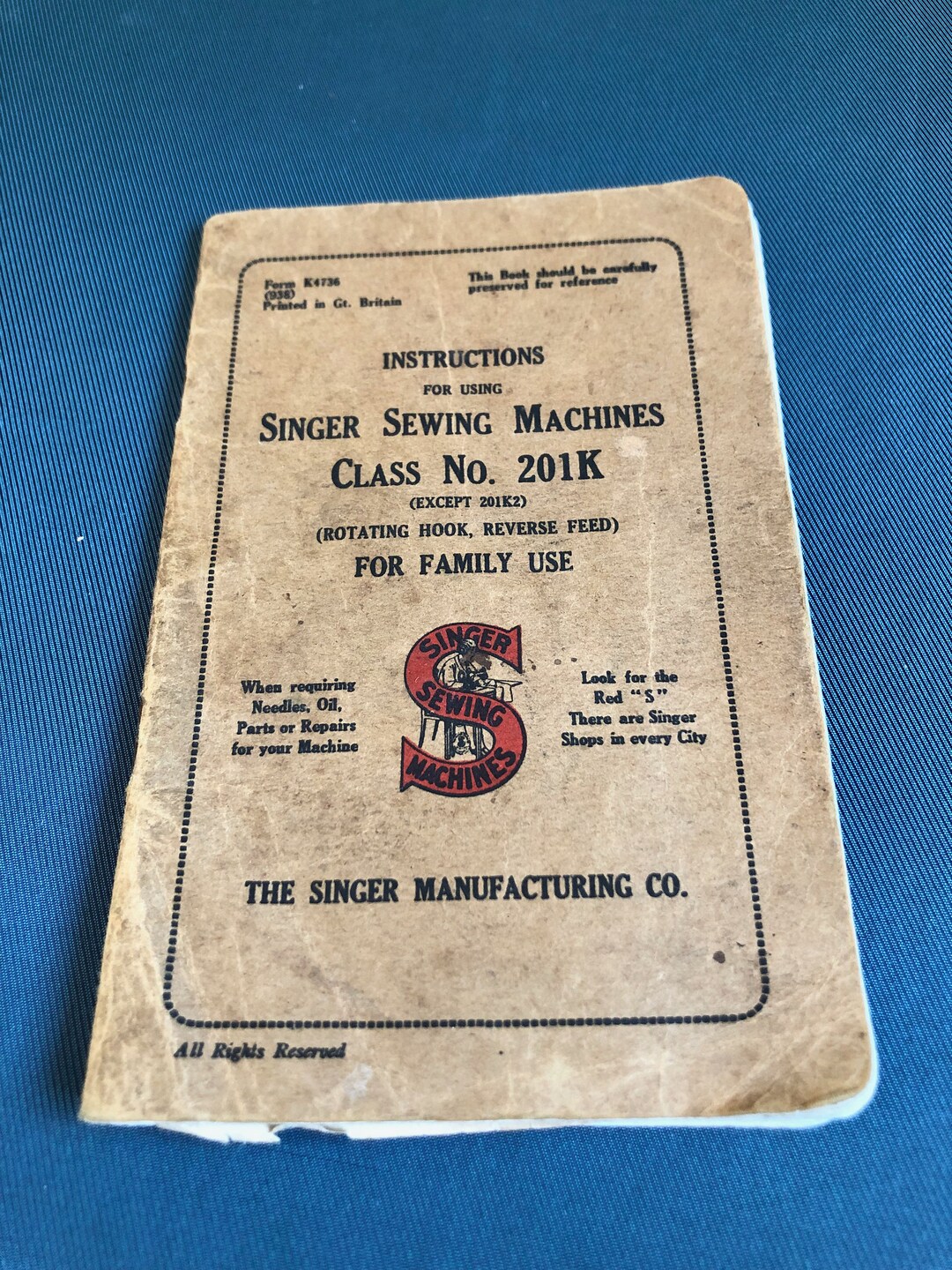 Singer Sewing Machine 201K Manual With Original Receipt for Machine - Etsy