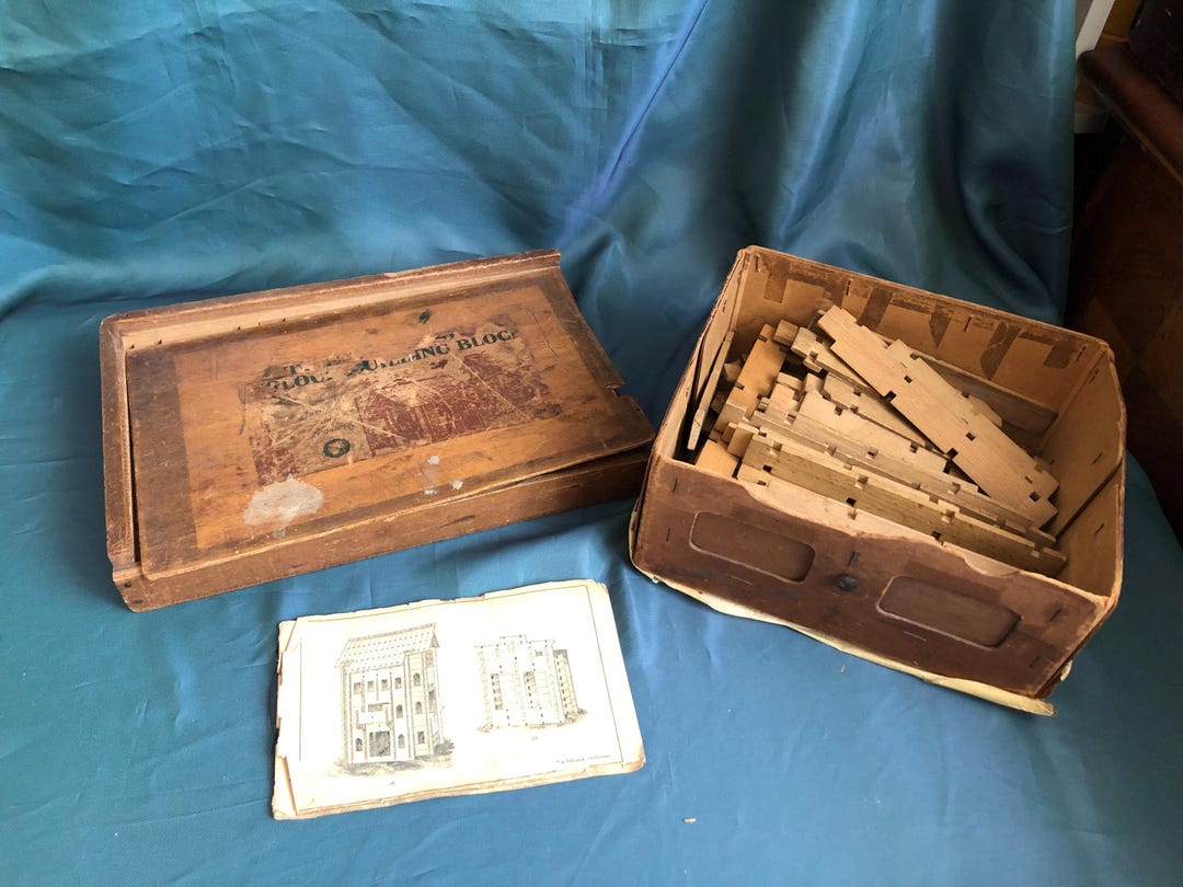 Antique Wooden Toy, Perplex Baukasten Construction Set by A Liebehenz ...