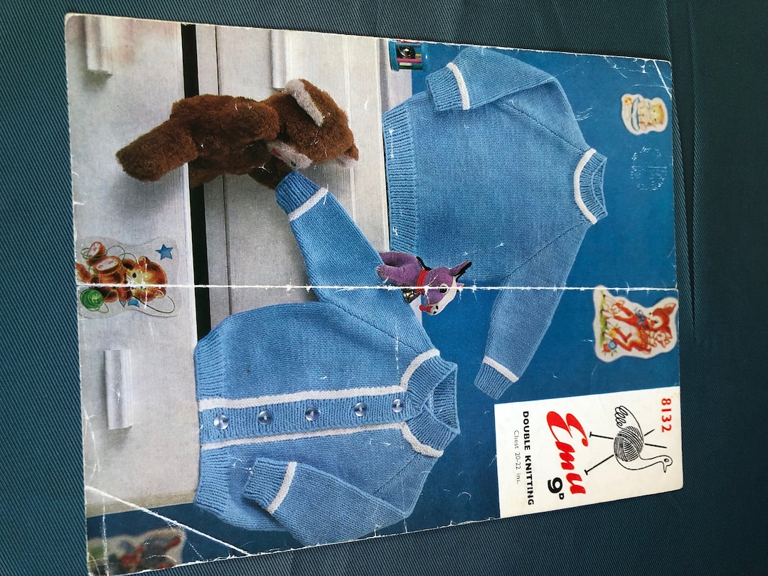 Paper, Vintage Knitting Pattern, Emu, Childs Knitted Clothing, Pattern ...