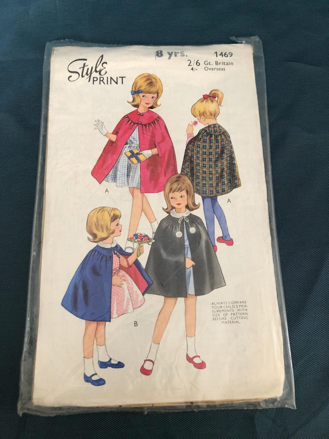 Girls Vintage Cape Paper Sewing Pattern, Factory Folded, Style 1469 - Etsy