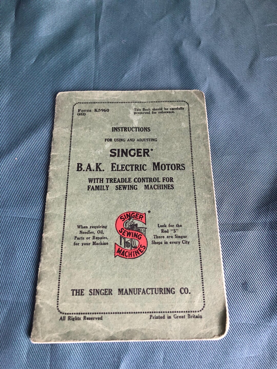 Singer Sewing Machine BAK Electric Motor Manual - Etsy
