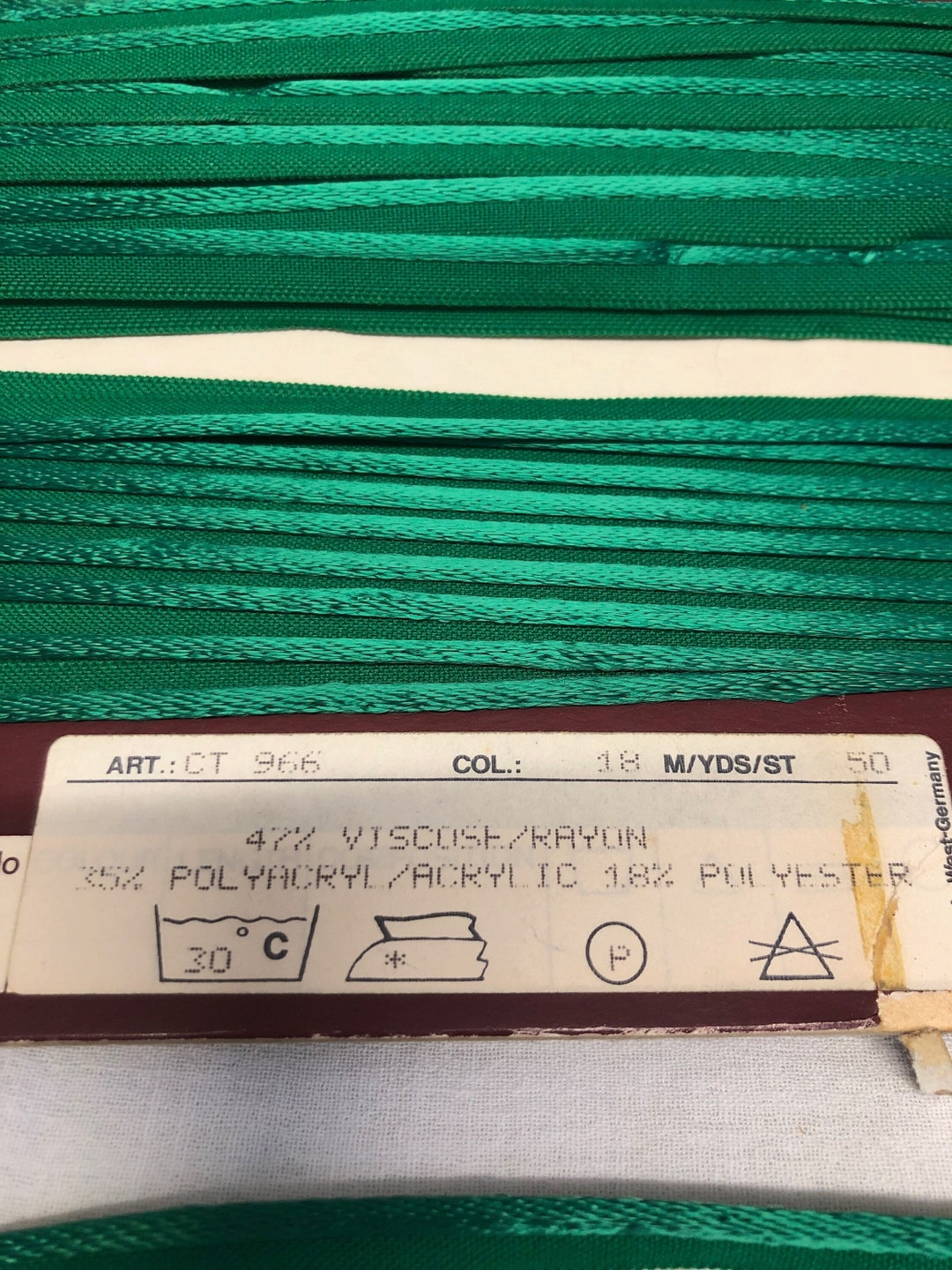 Vintage Green Satin Piping, Ribbon, Embellishment, Notions - Etsy