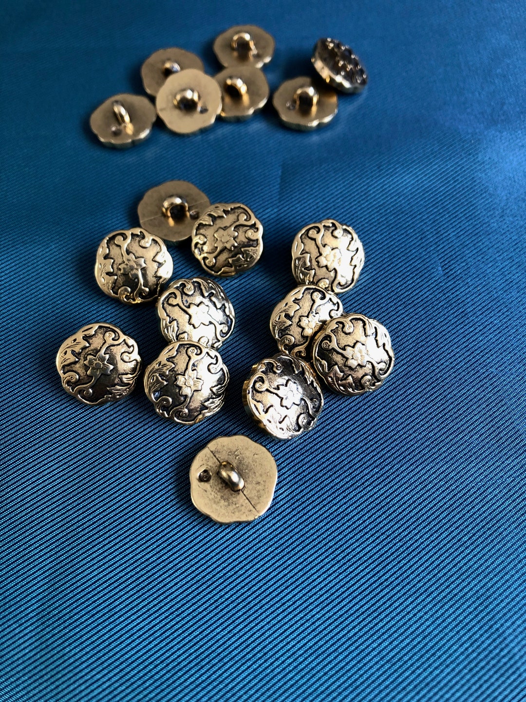 Buttons, Vintage Old Gold Coloured Buttons - Etsy