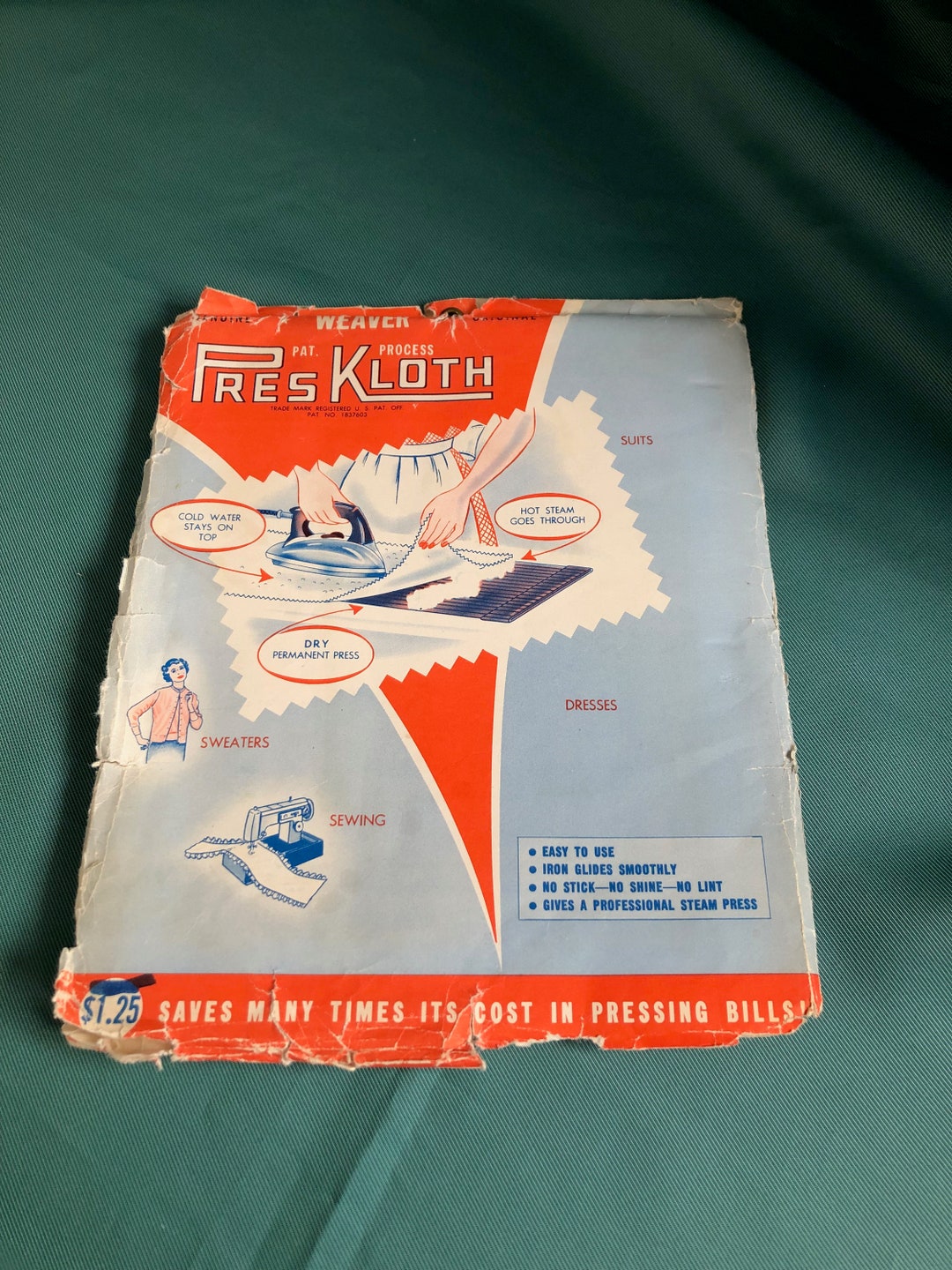 Vintage Weaver Pres Kloth Circa 1940's. Press Cloth for Steam Ironing ...