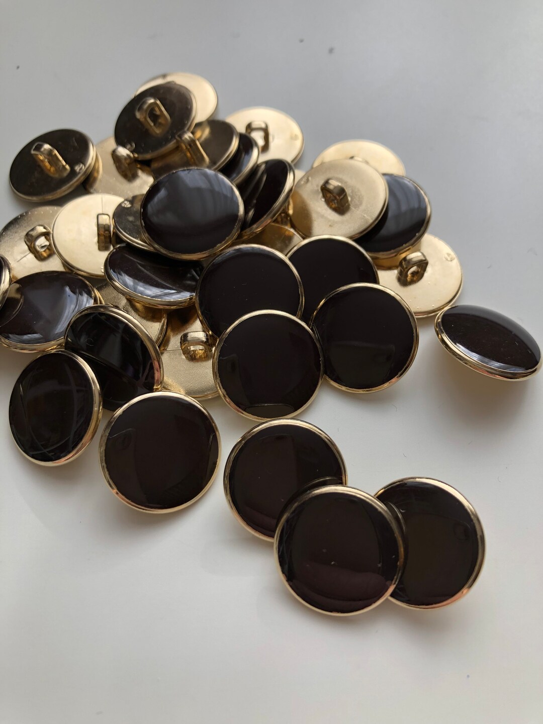 Buttons X 6, Vintage Circular Black and Gold Fashion Buttons - Etsy