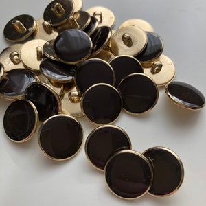 Buttons X 6, Vintage Circular Black and Gold Fashion Buttons - Etsy