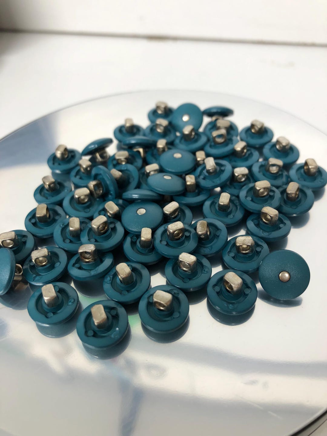 Vintage Petrol Green Boot Buttons: French Couture Plastic Shanks - Etsy