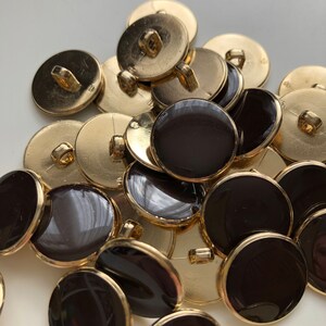 Buttons X 6, Vintage Circular Black and Gold Fashion Buttons - Etsy