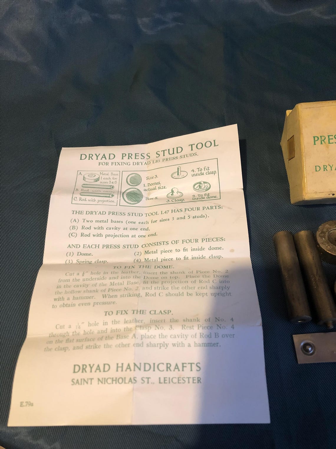 Vintage Dryad Press Stud Tool L47 Plus Studs - Etsy
