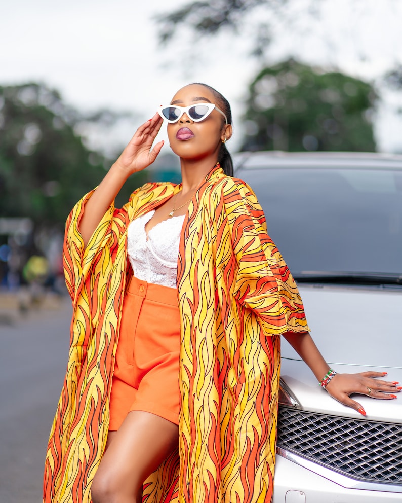 Loose Fit African Print Kimono, Kitenge Robe, Plus Size African Print ...