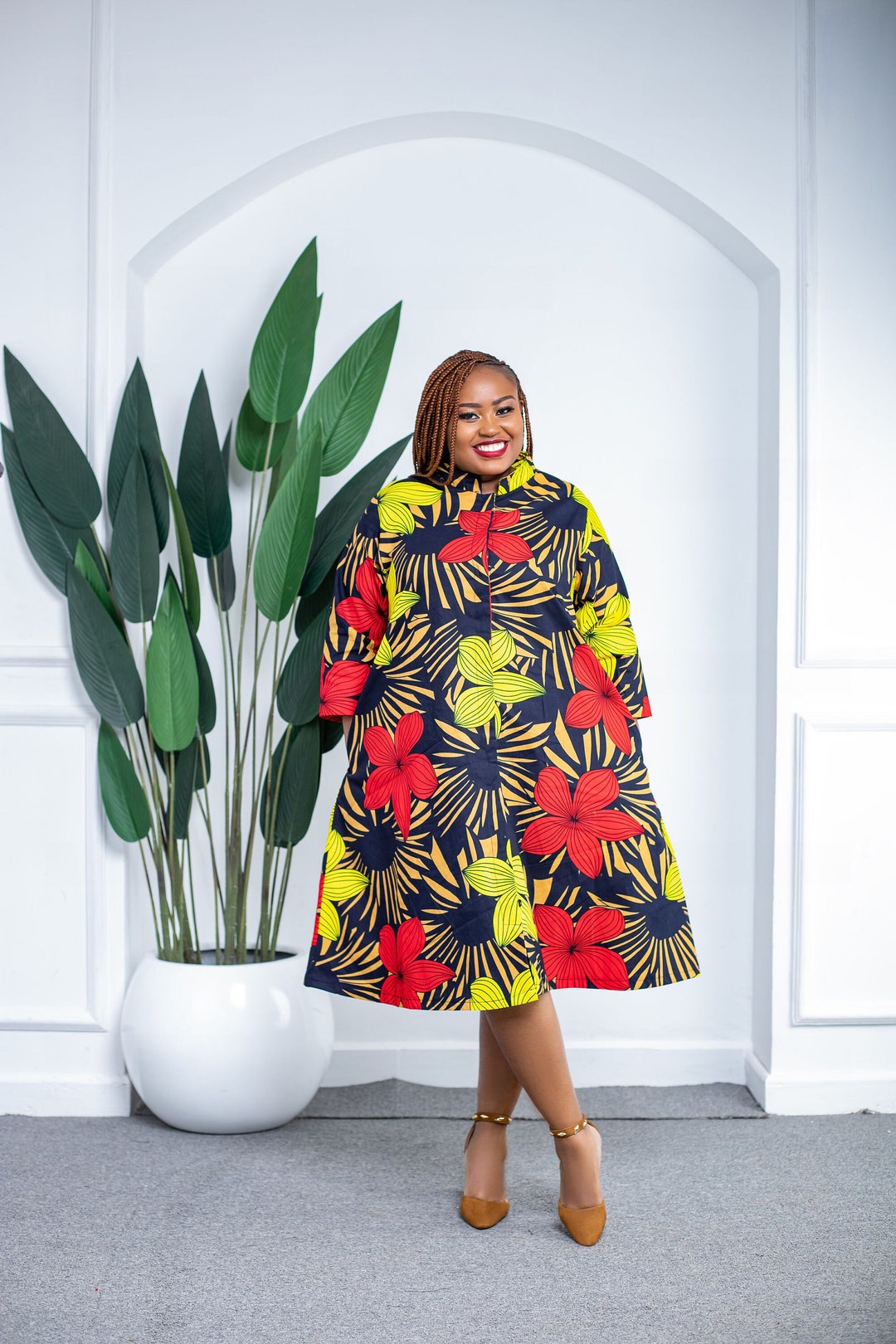African Clothing For Women Plus Size African Print Dress Button Down