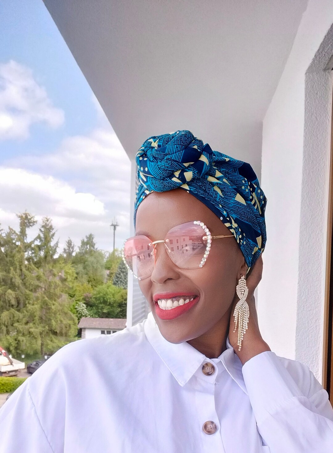 African Print Headwrap, African Fabric Neck Warmer, African Head Wrap ...