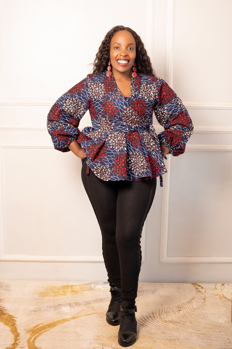 African Top, Wrap Top, African Print Top, African Blouse, African Tops for Women, Plus Size ...