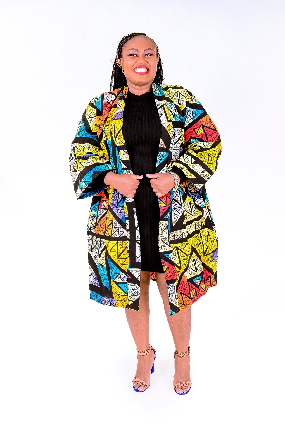 Oversized African Print Kimono || Long Red and Black Ankara Kimono ...