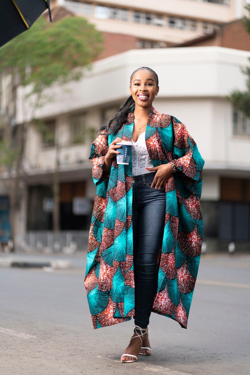 Loose Fit African Print Kimono Kitenge Robe Plus Size African Print
