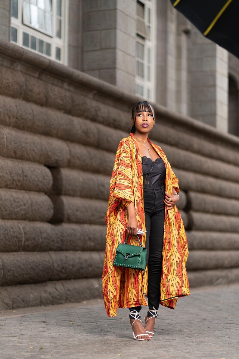 Loose Fit African Print Kimono, Kitenge Robe, Plus Size African Print ...