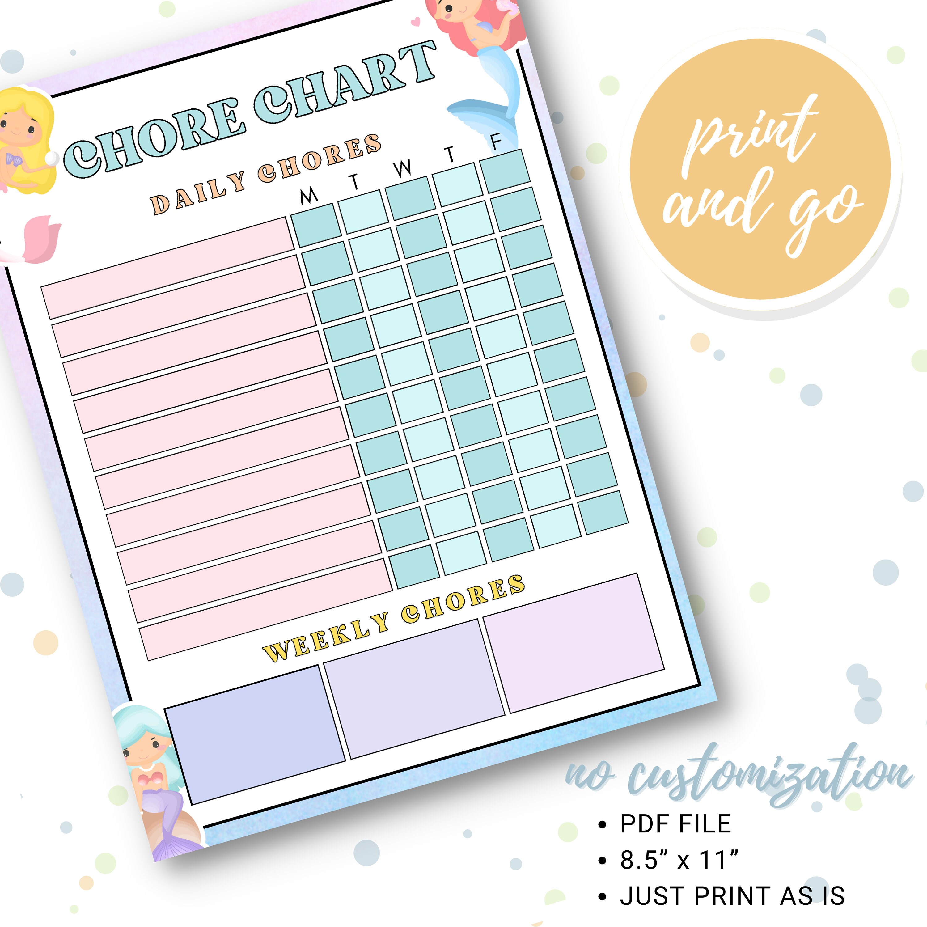 Chore Chart for Kids, Editable Daily & Weekly Chore Planner, Kids Chore ...