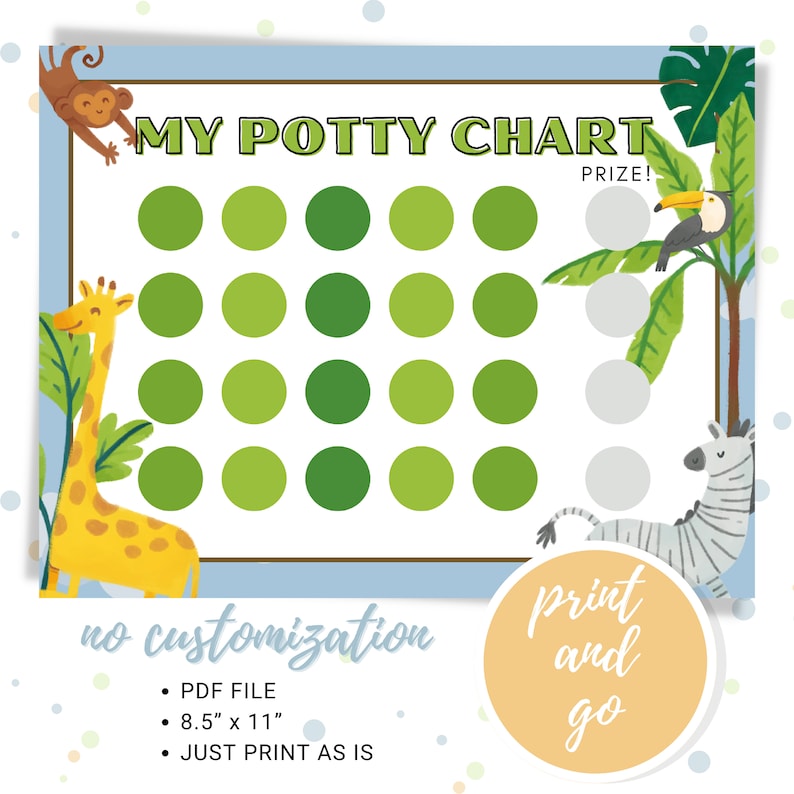 Printable Potty Chart, Potty Training Chart, Potty Reward Chart, Potty ...