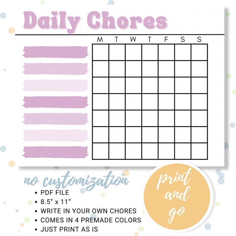 Editable Chore Chart for Kids, Behavior Chart, Family Chore Chart ...