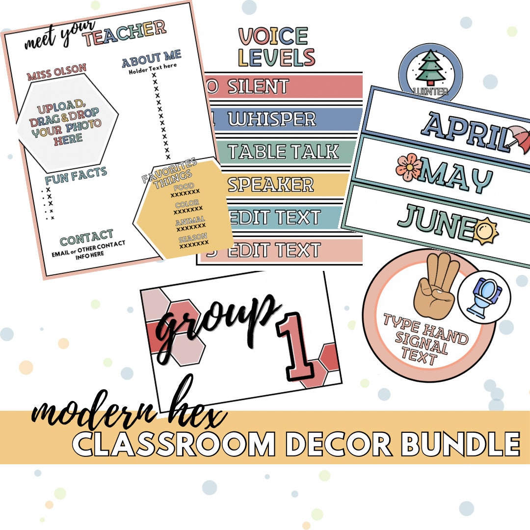Classroom Decor Bundle | Modern Hex Design for School Class or ...