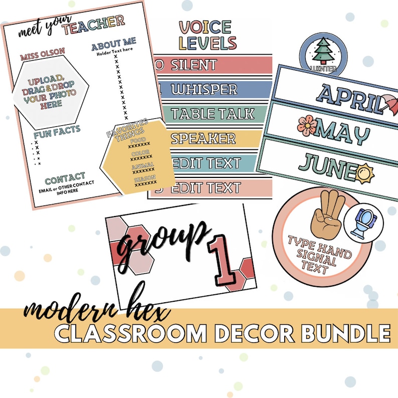 Classroom Decor Bundle | Modern Hex Design for School Class or ...