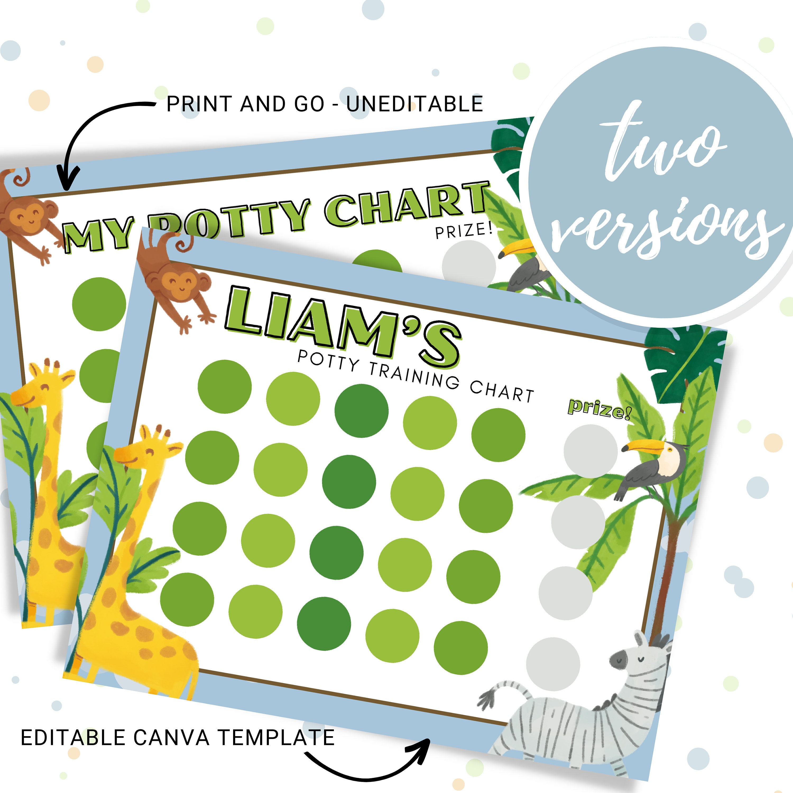 Printable Potty Chart, Potty Training Chart, Potty Reward Chart, Potty ...
