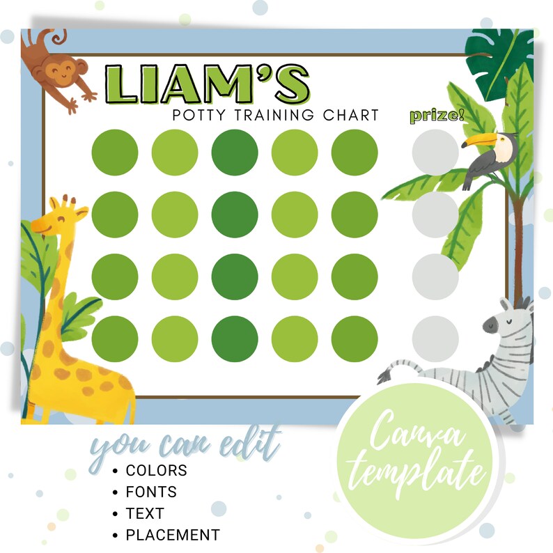 Printable Potty Chart, Potty Training Chart, Potty Reward Chart, Potty ...