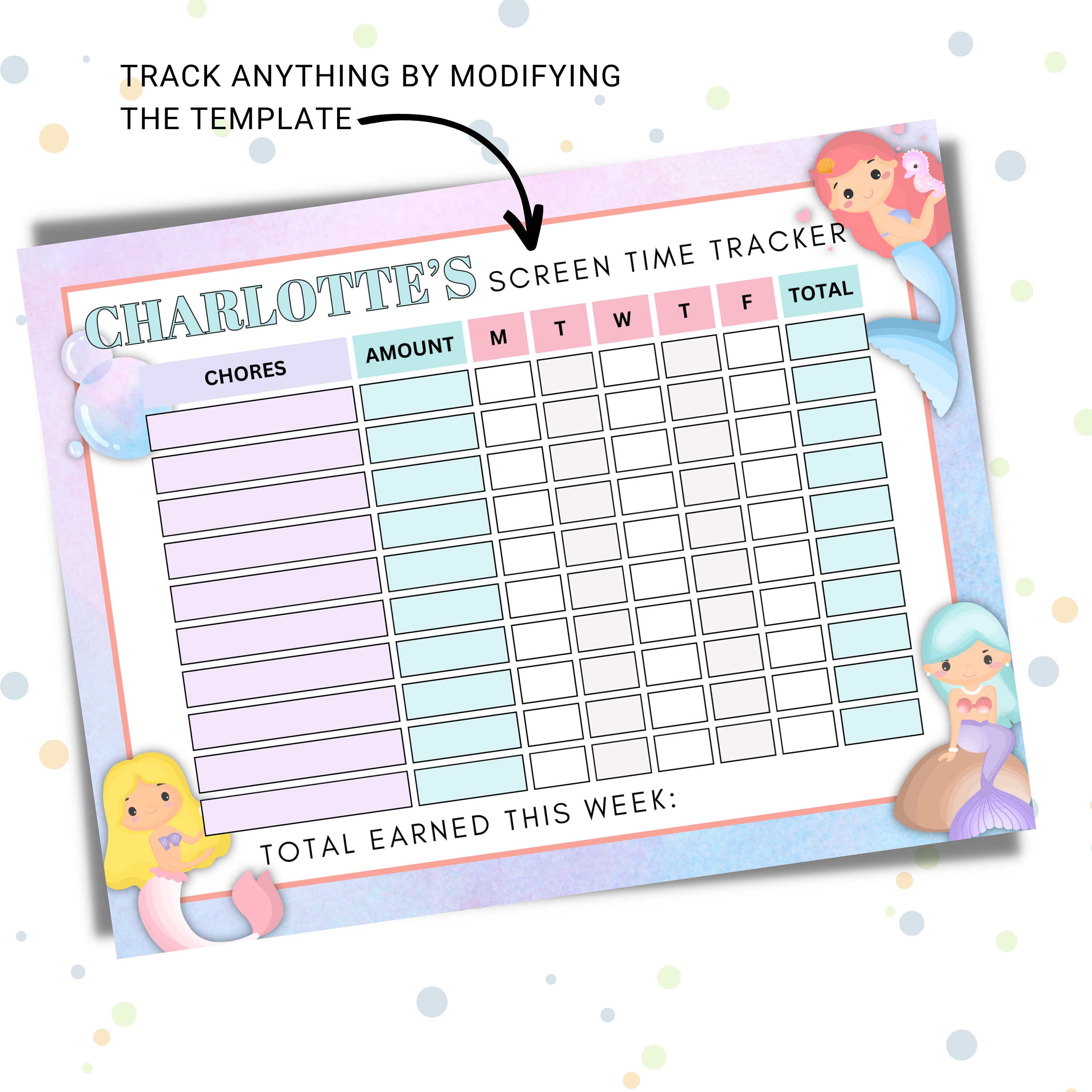 Allowance Tracker for Kids, Printable Reward Chart, Children’s ...