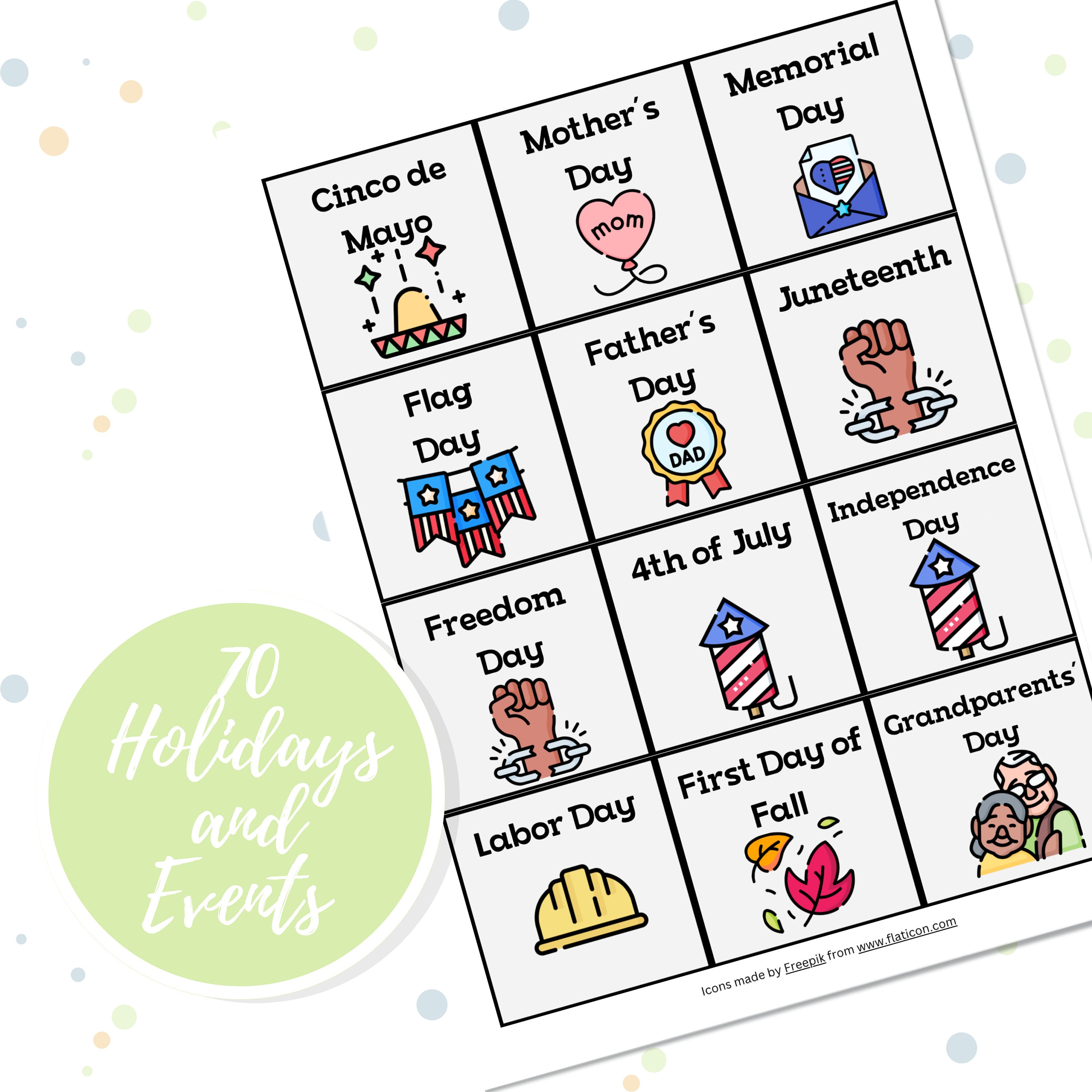 School Holiday and Event Cards for Pocket Chart Calendar for Classroom ...