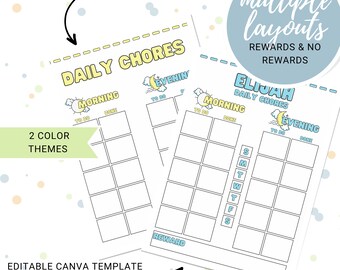 Chore Chart for Kids, Editable Daily & Weekly Chore Planner, Kids Chore ...