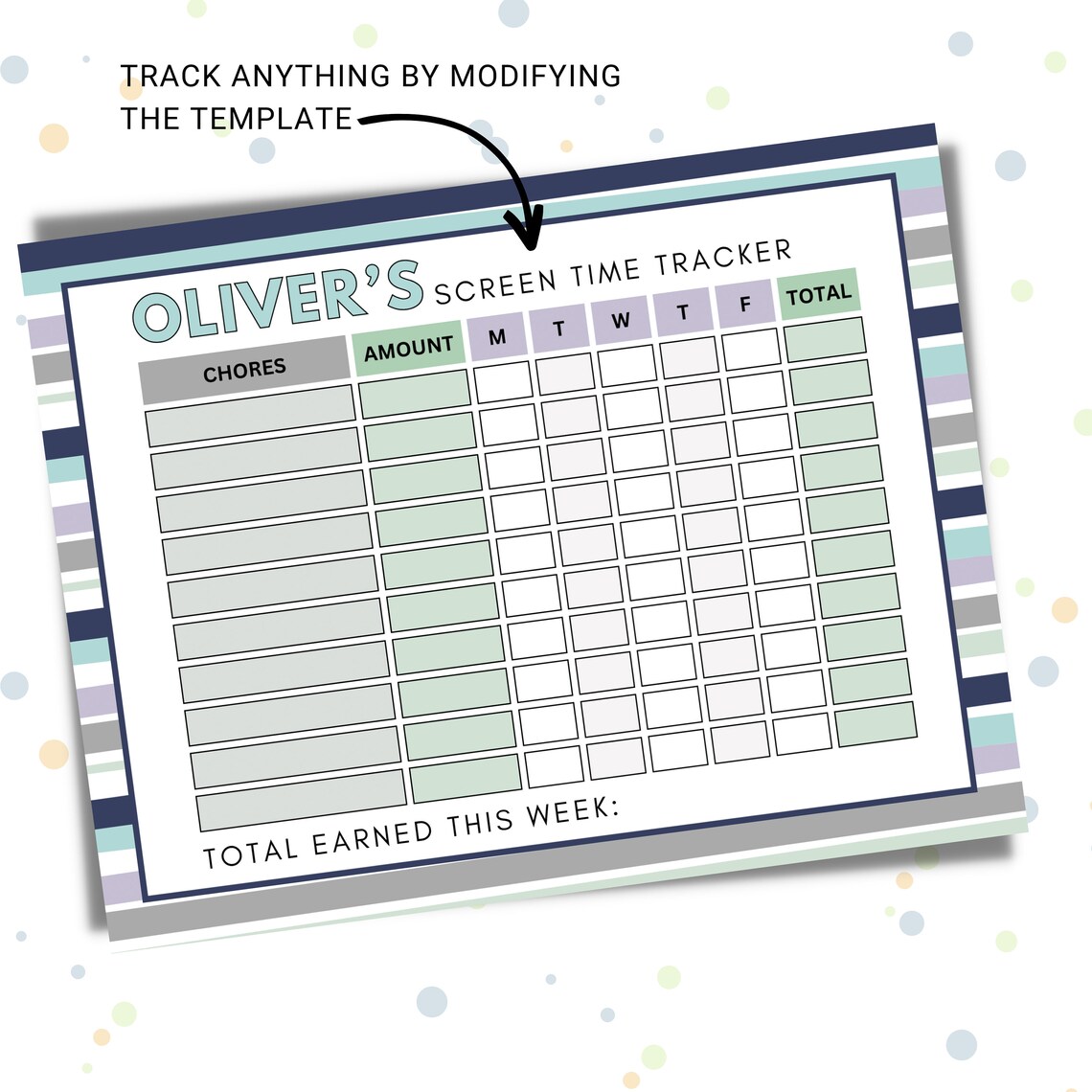 Allowance Tracker for Kids, Printable Reward Chart, Childrens Allowance ...
