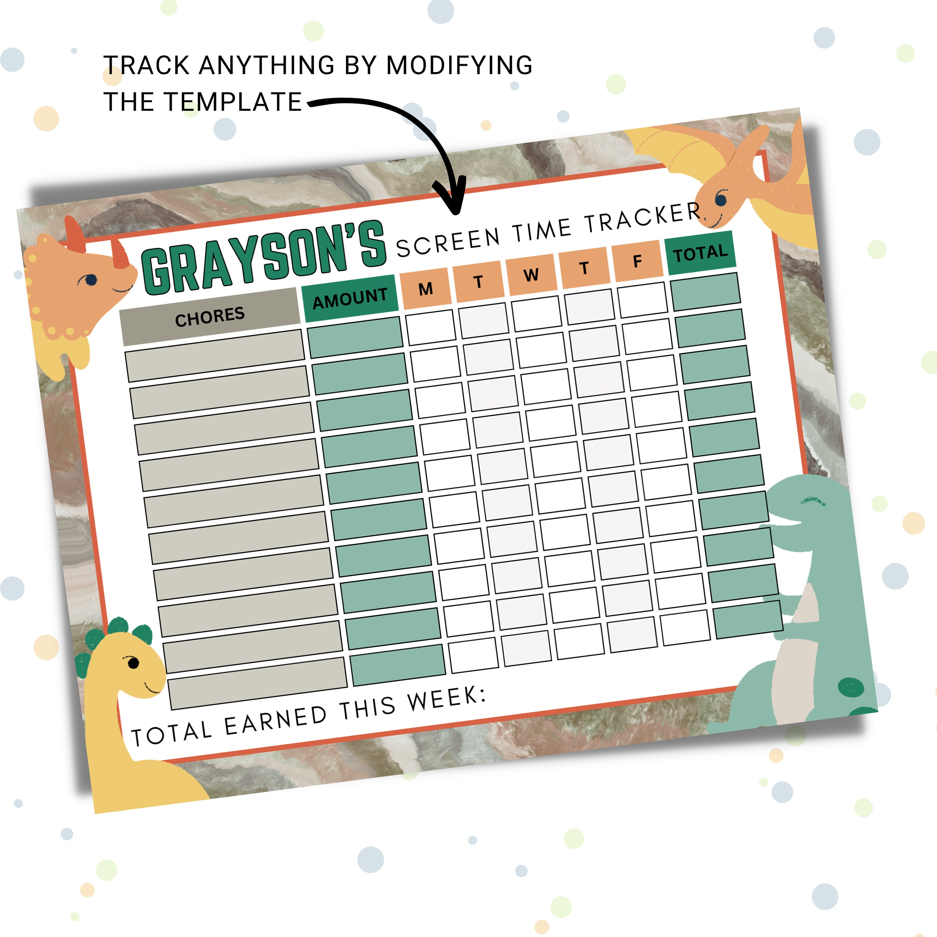 Allowance Tracker for Kids, Printable Reward Chart, Children’s ...