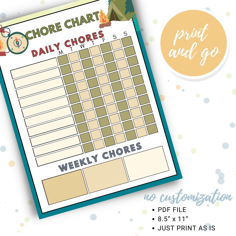 Chore Chart for Kids, Editable Daily & Weekly Chore Planner, Kids Chore ...