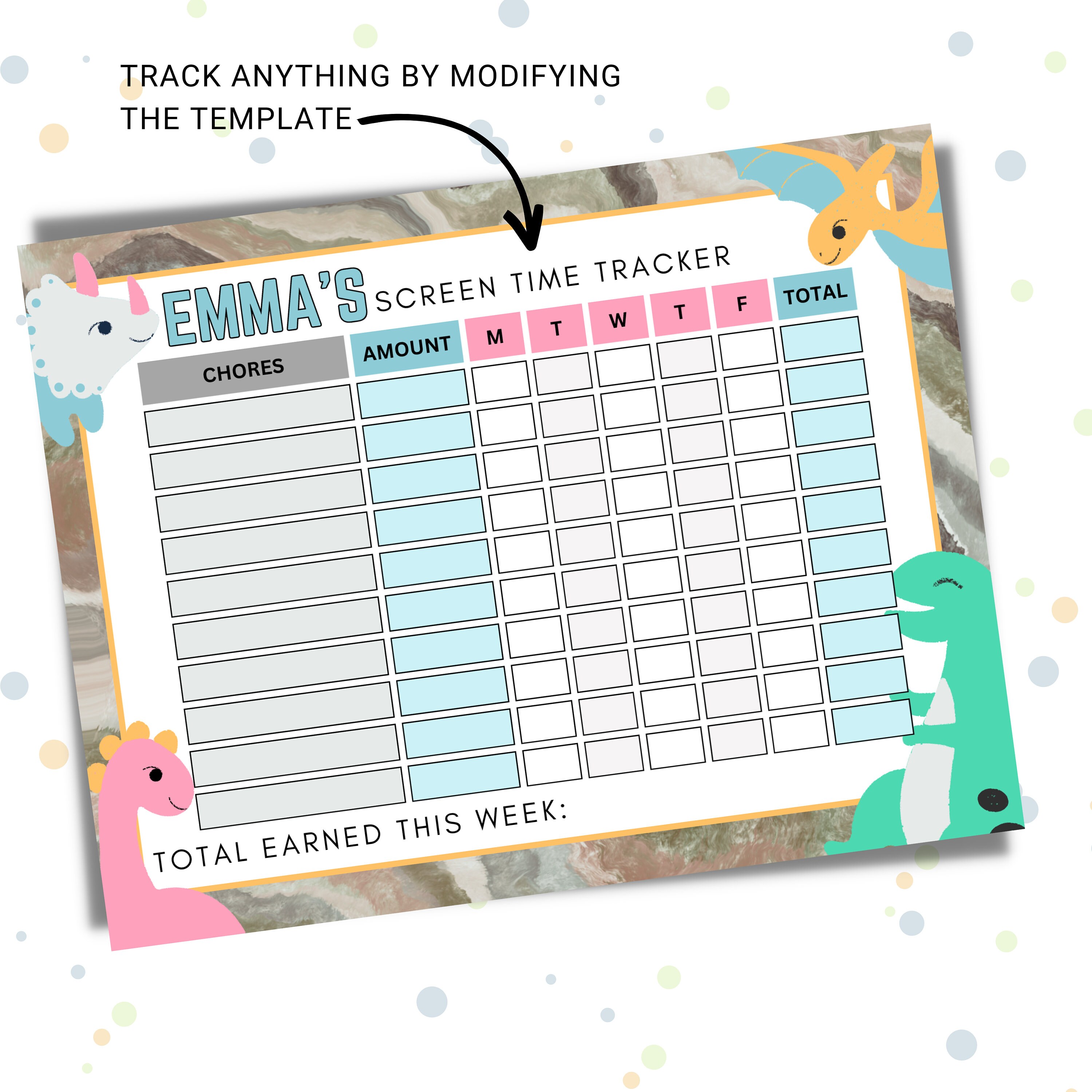 Allowance Tracker for Kids, Printable Reward Chart, Children’s ...